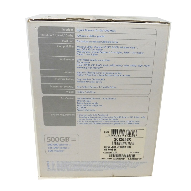 LaCie Ethernet Disk Mini Home Edition 500 Go